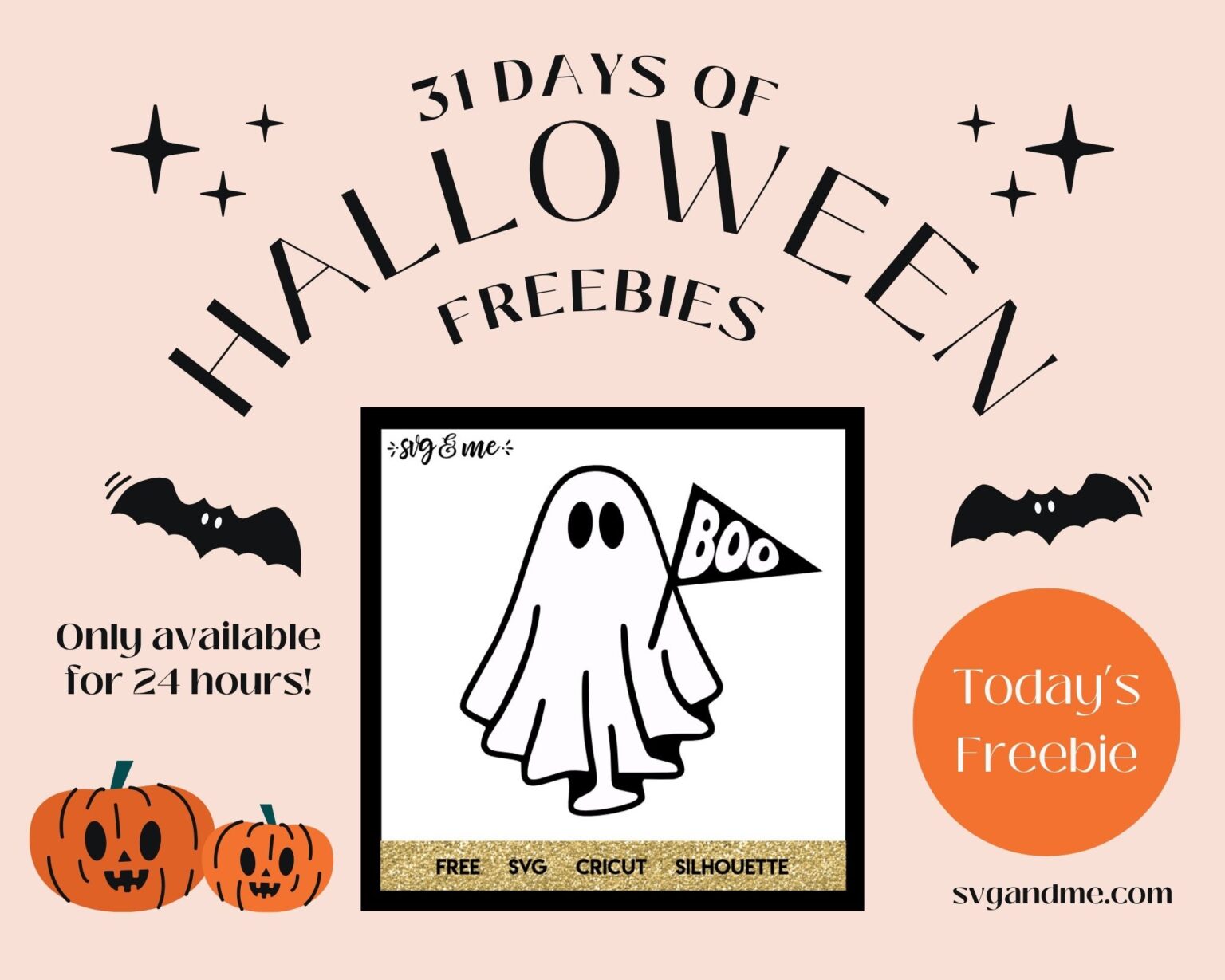 Retro Ghost with Boo Flag Halloween Freebie - SVG & Me